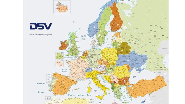 Mapa Europa códigos postales | DSV