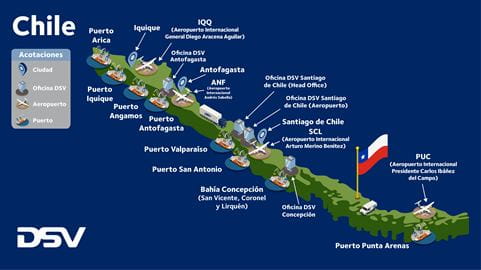 Principales ciudades, puertos y aeropuertos de Chile