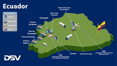 Principales ciudades, puertos y aeropuertos de Ecuador